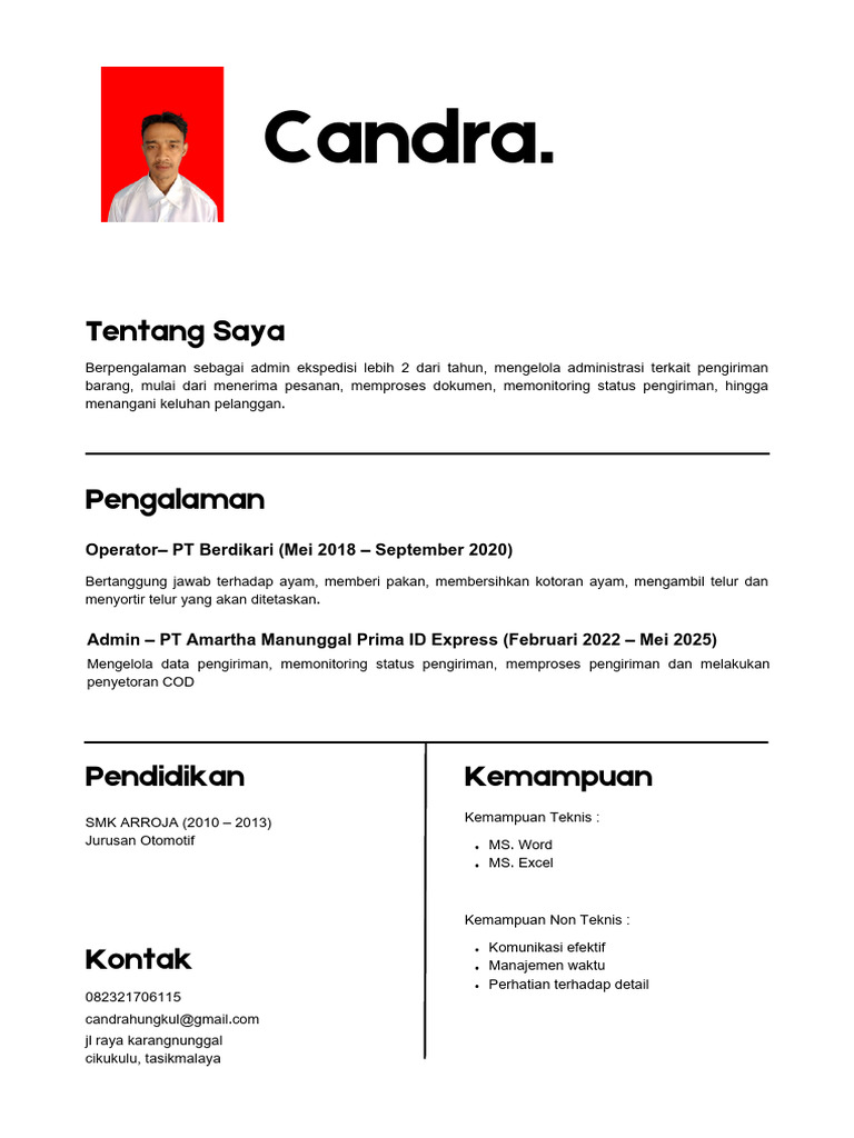 Lamaran Kerja Candra. | PDF
