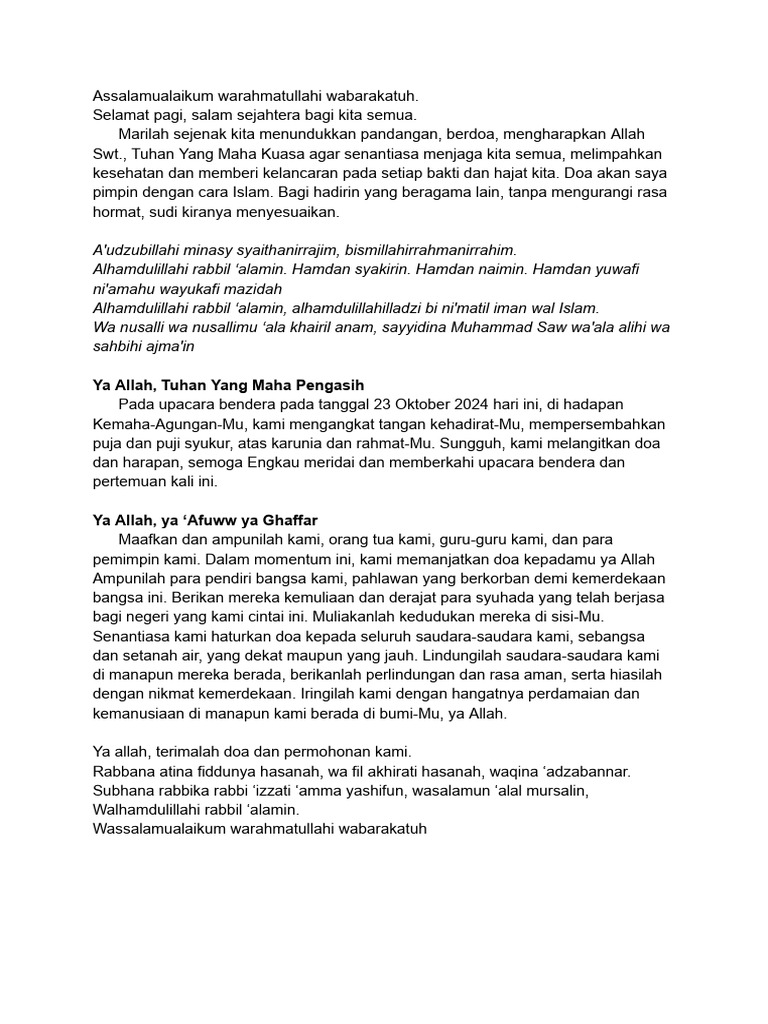 Draft Doa Lomba Upacara | PDF