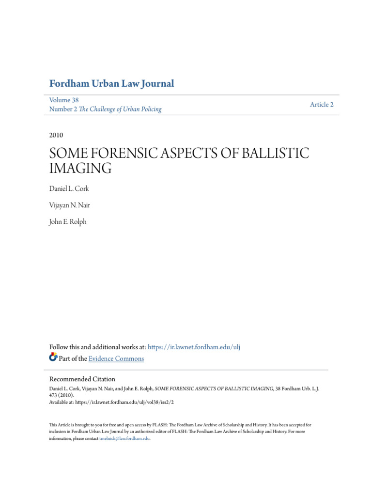 Some Forensic Aspects of Ballistic Imaging | PDF | Cartridge (Firearms ...