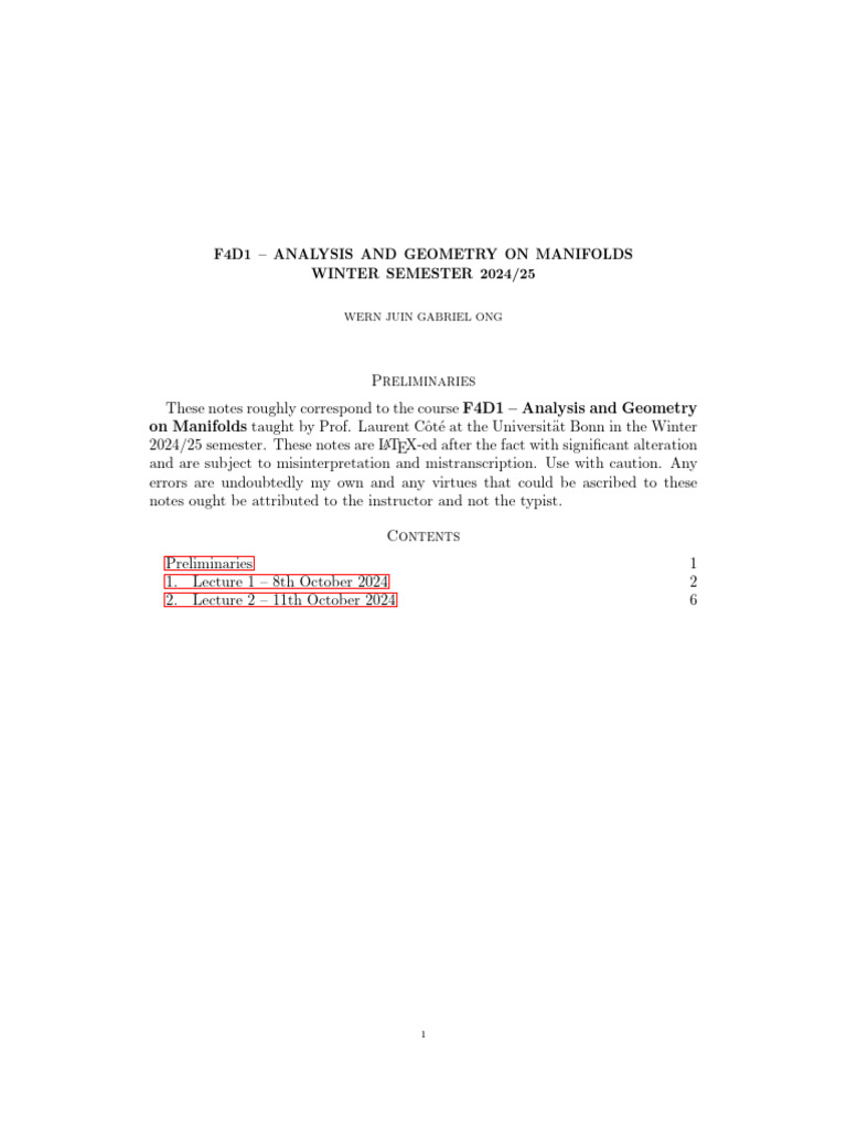 Analysis On Manifolds Notes Pdf Manifold Compact Space