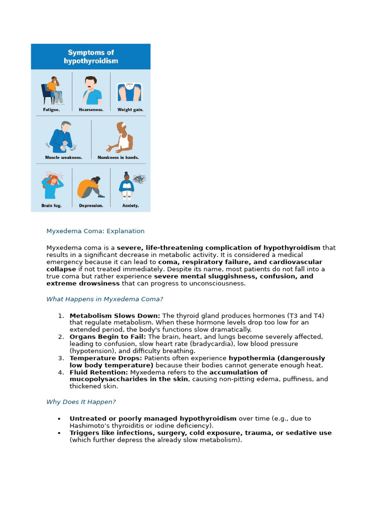 Myxedema Coma: Causes and Risks | PDF