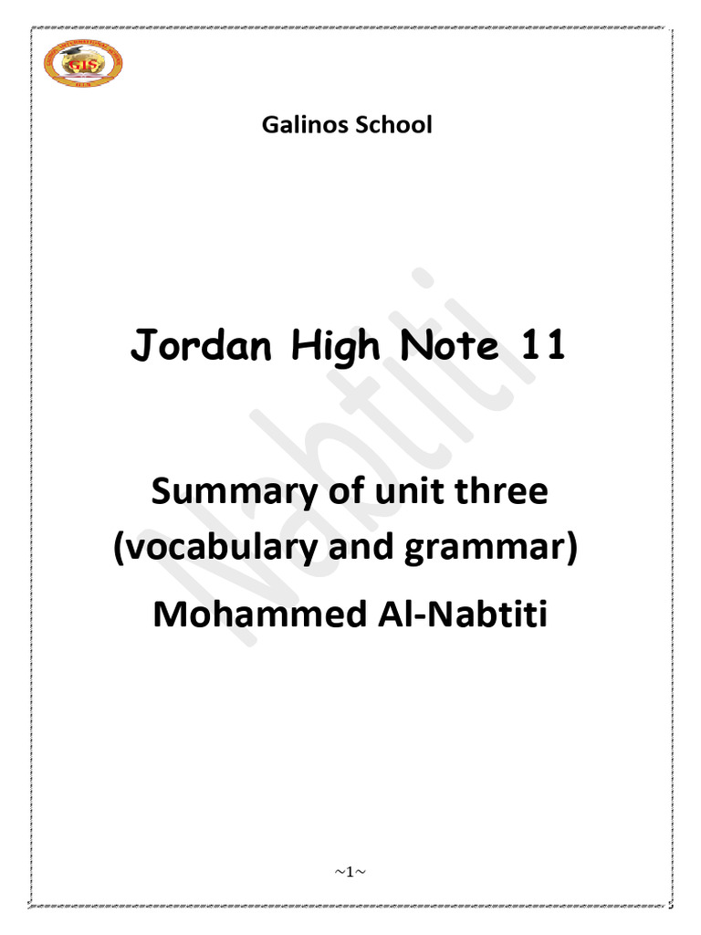 Unit Three Summary Edited Galinos | PDF | English Language | Grammar
