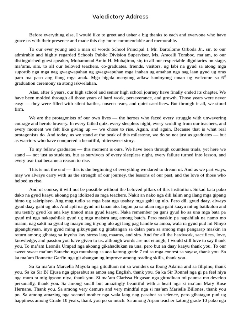 Valedictory Address | PDF