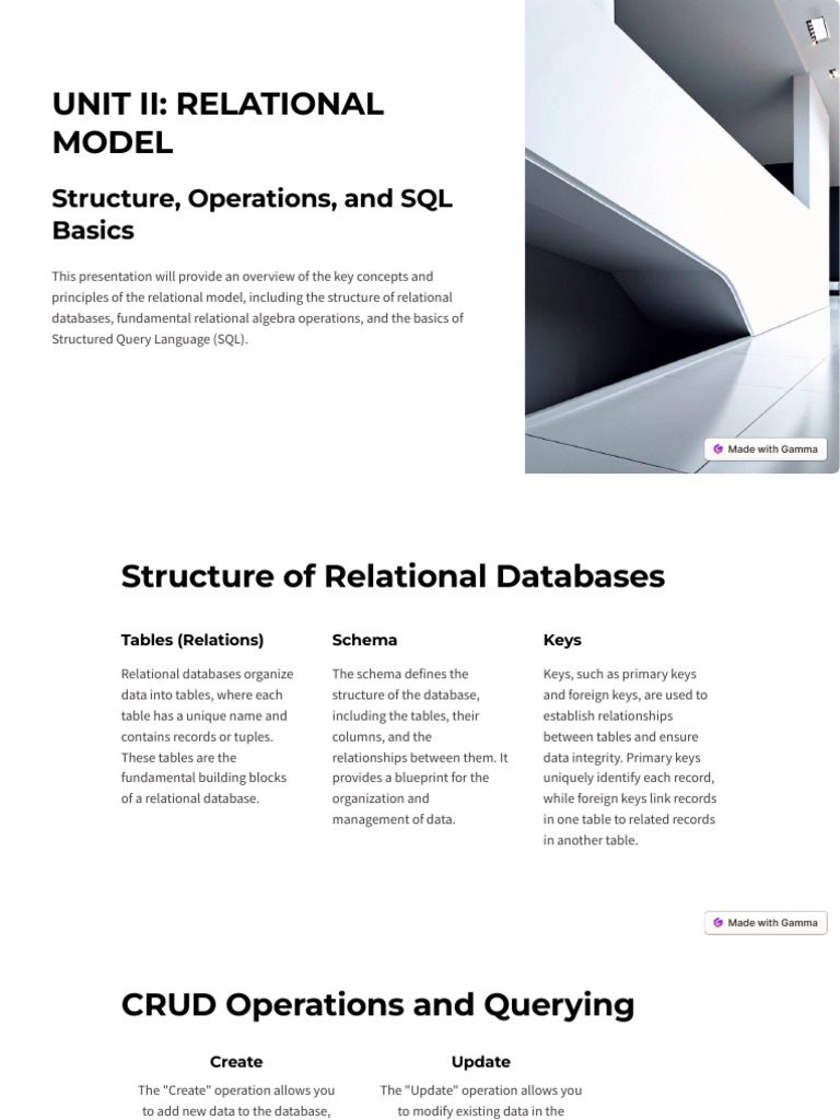 Unit II Relational Model | PDF | Relational Model | Sql