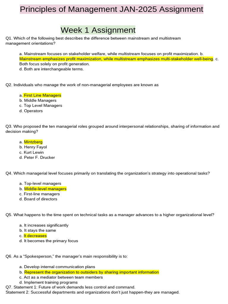 Management Principles Assignment Guide | PDF | Leadership | Mentorship