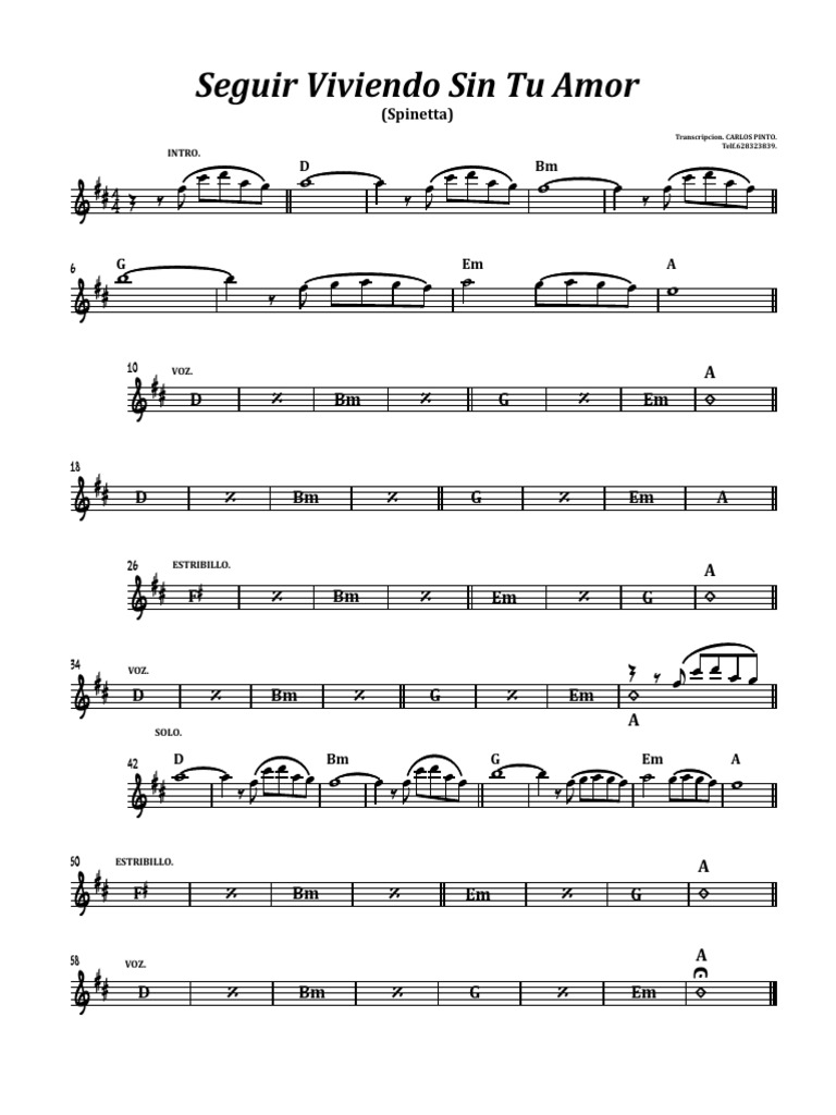 Partitura: Seguir Viviendo Sin Tu Amor | PDF