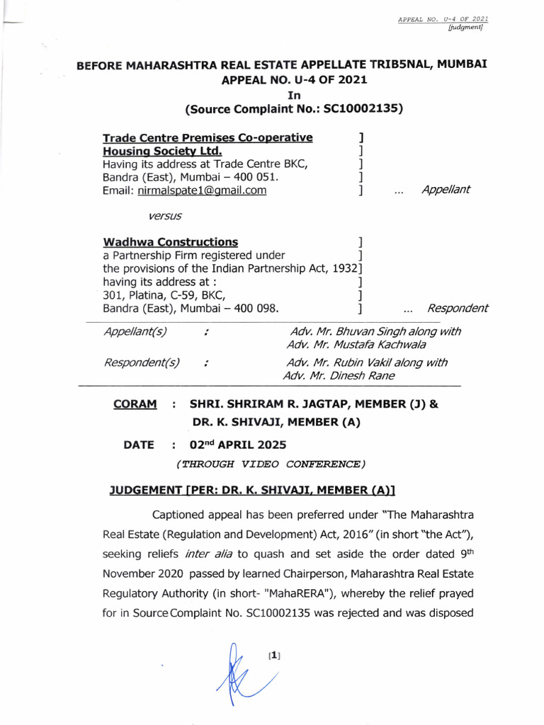 Trade Centre Housing Society BKC | PDF | Appeal | Judgment (Law)