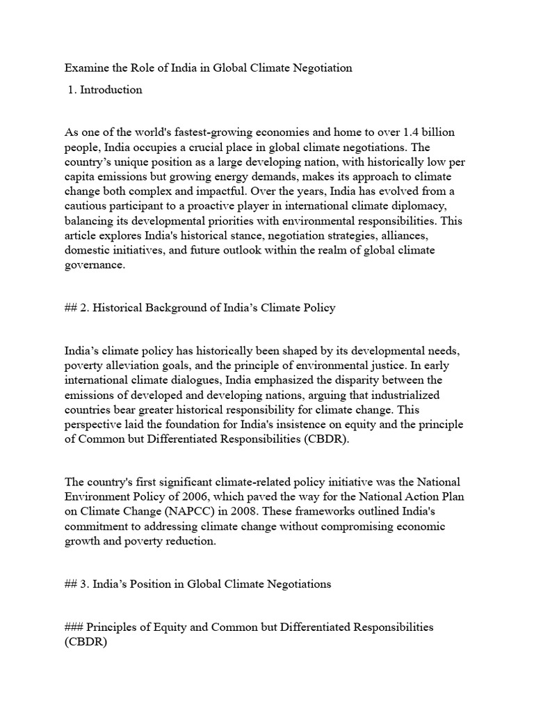 India's Impact on Global Climate Negotiations | PDF | Climate Change ...