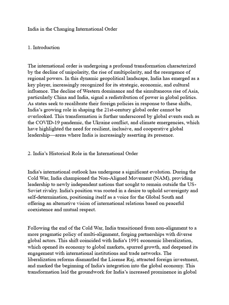 India's Role in a Multipolar World | PDF | Sustainability | Foreign ...