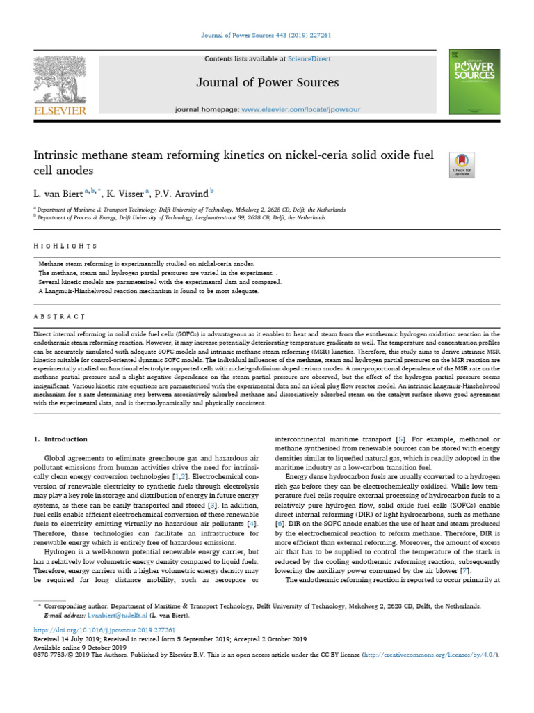 Methane Reforming Kinetics on SOFC Anodes | PDF | Solid Oxide Fuel Cell ...