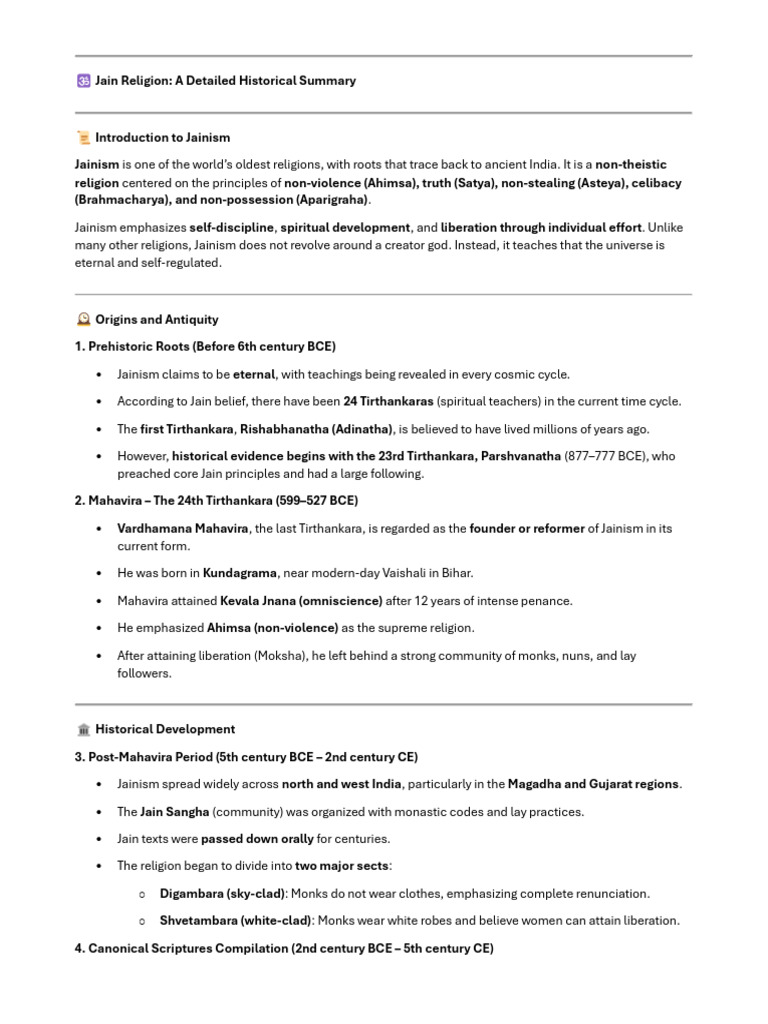 Jainism - The Detailed History | PDF | Indian Philosophy | Indian Religions