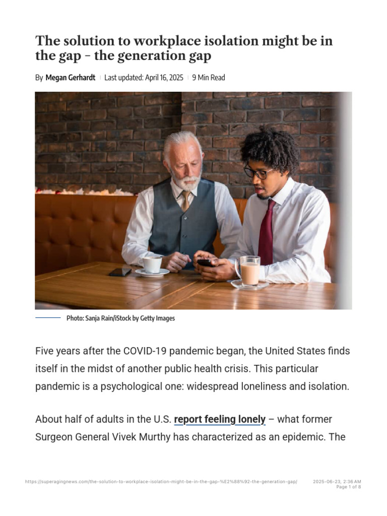 The Solution To Workplace Isolation Might Be in The Gap The Generation ...