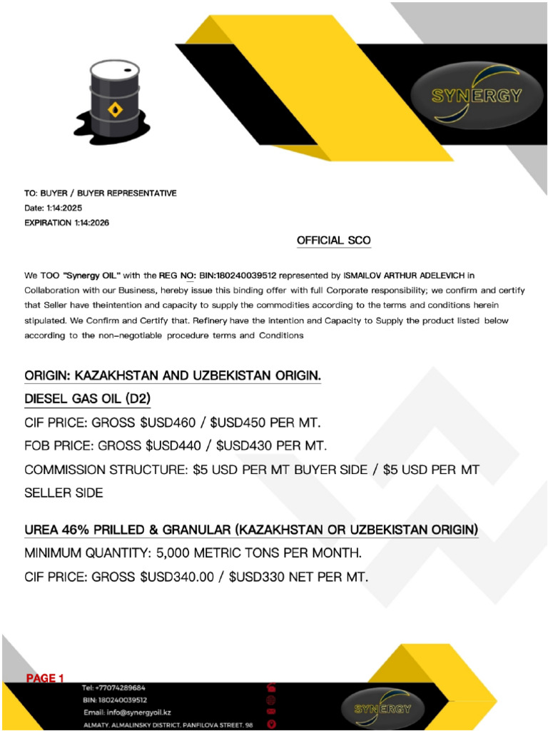 TOO Synergy OIL Official SCO | PDF