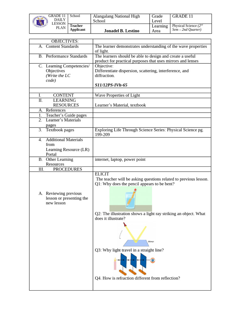 7es Dispersion, Scattering and Interference and Diffraction - SHS | PDF | Light | Scattering