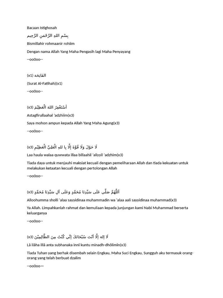 Bacaan Istighosah Lengkap dan Ringkas | PDF