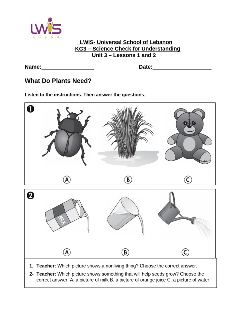 Unit 3 - Lesson 1 and 2 Quiz | PDF