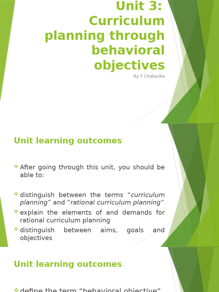 Unit 3a Rational Curriculum Planning | PDF | Learning | Curriculum
