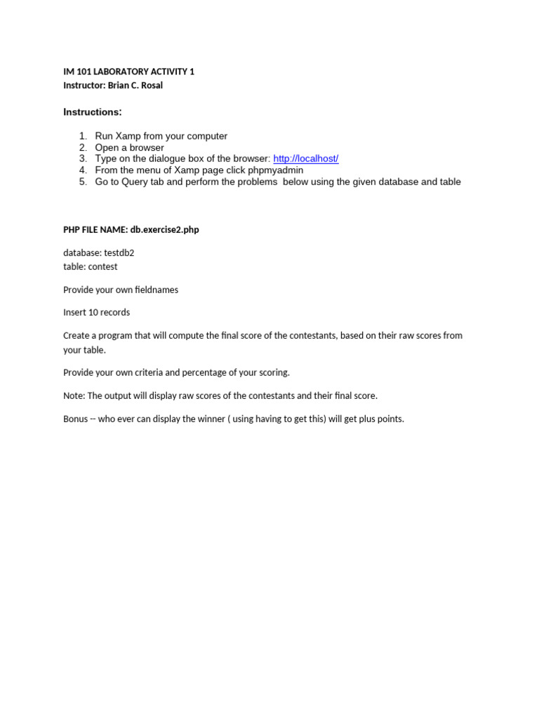 Im 101 Laboratory Activity | PDF | Table (Database) | Sql
