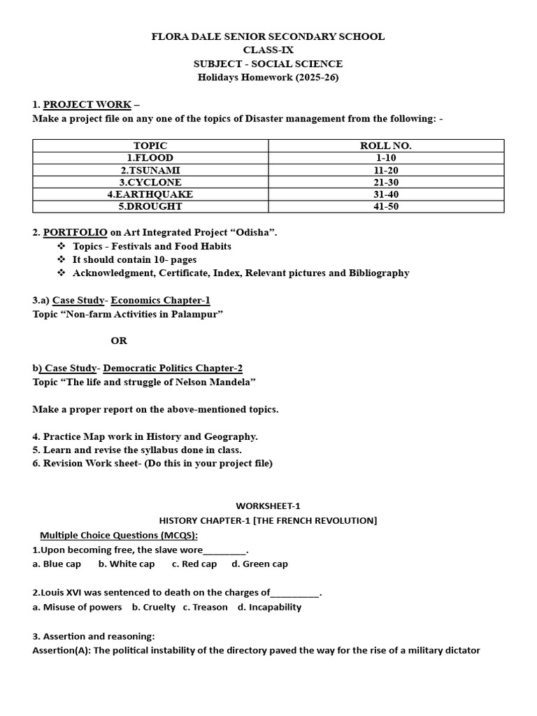 Class IX Social Science Homework 2025-26 | PDF | Democracy | Political ...