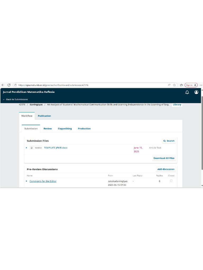 Screenshot Bukti Submit Zulaika Ke Jurnal JPMR | PDF