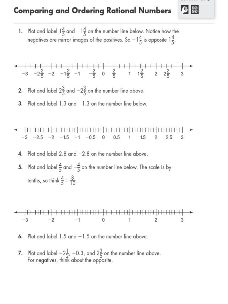 Comparing Rational Numbers Worksheet | PDF | Chess Theory | Chess
