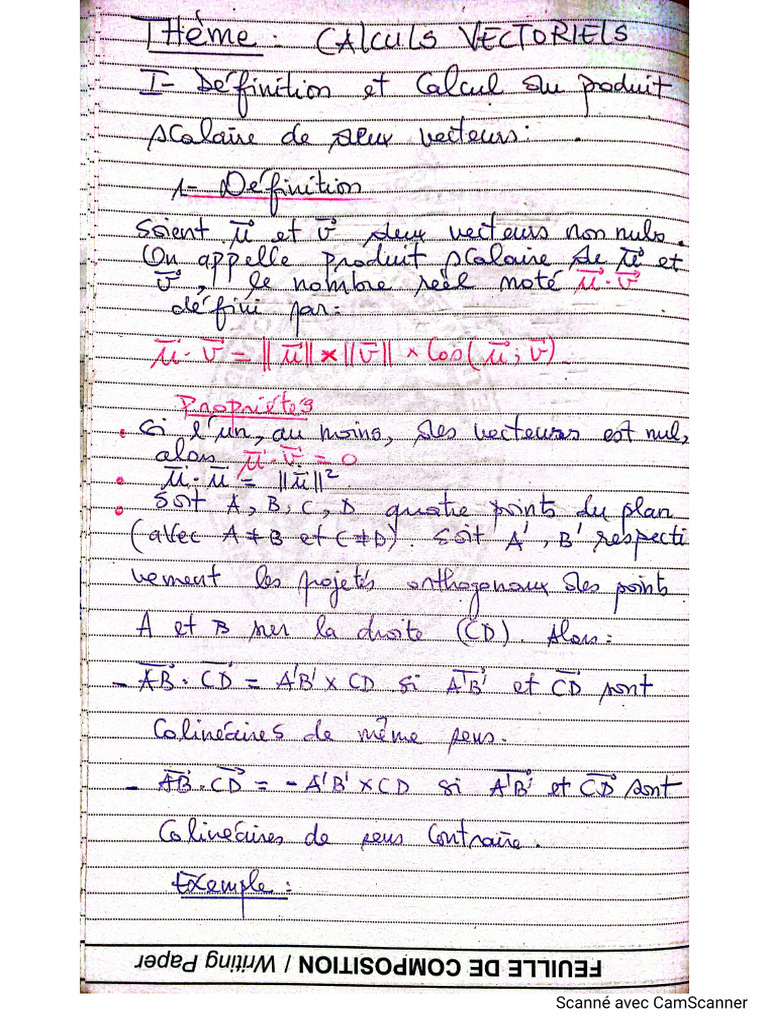 Résumé cours Calcul vectoriel | PDF