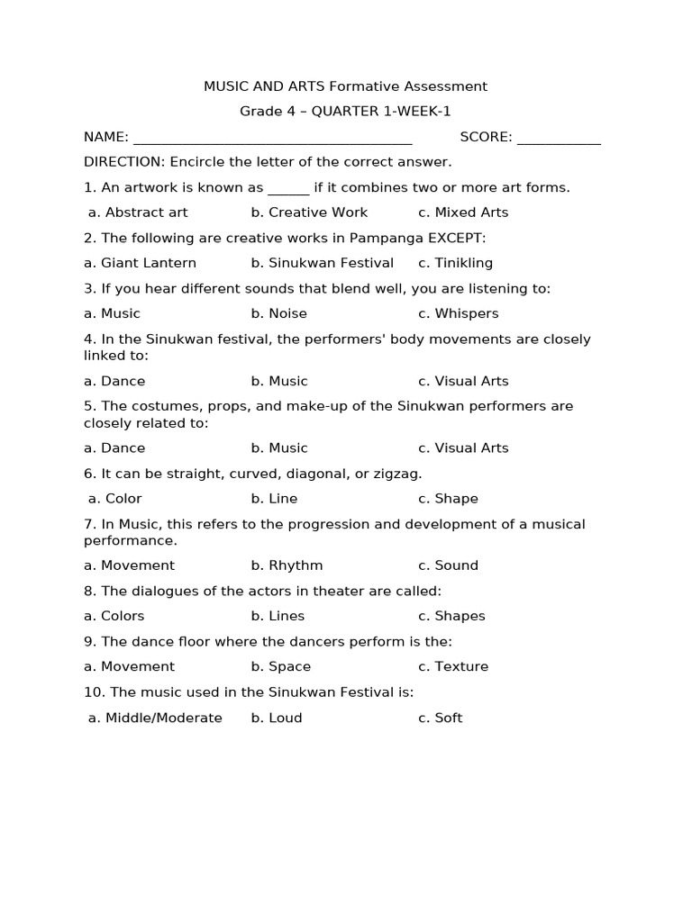 Sinukwan Festival: Grade 4 Assessment | PDF
