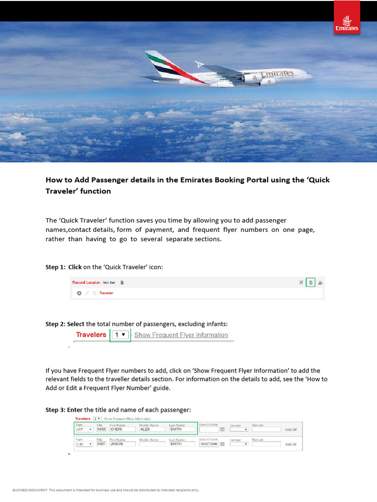 How To Add Passenger Details in The Emirates Booking Portal 4 | PDF
