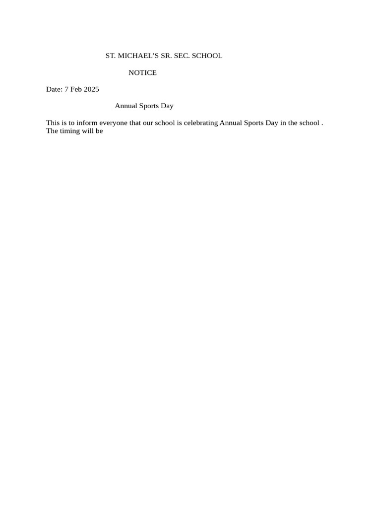 Annual Sports Day Notice Writing | PDF