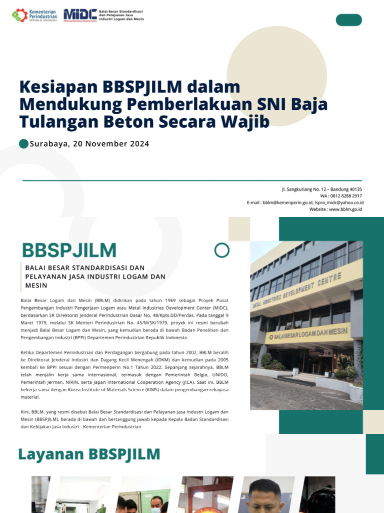 BBSPJILM - Kesiapan BBSPJILM Dalam Pemberlakuan SNI BTB Secara Wajib | PDF
