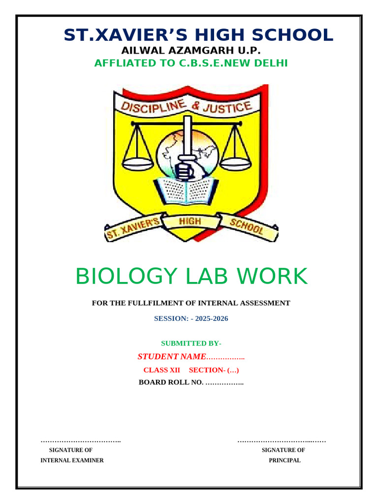 Biology Lab Manual Front Page | PDF