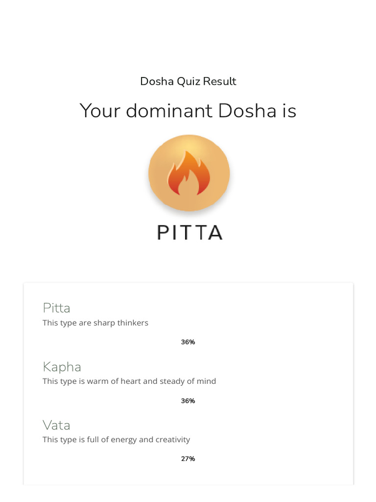 Dosha Quiz - Oneworld Ayurveda | PDF | Ayurveda | Medical Specialties