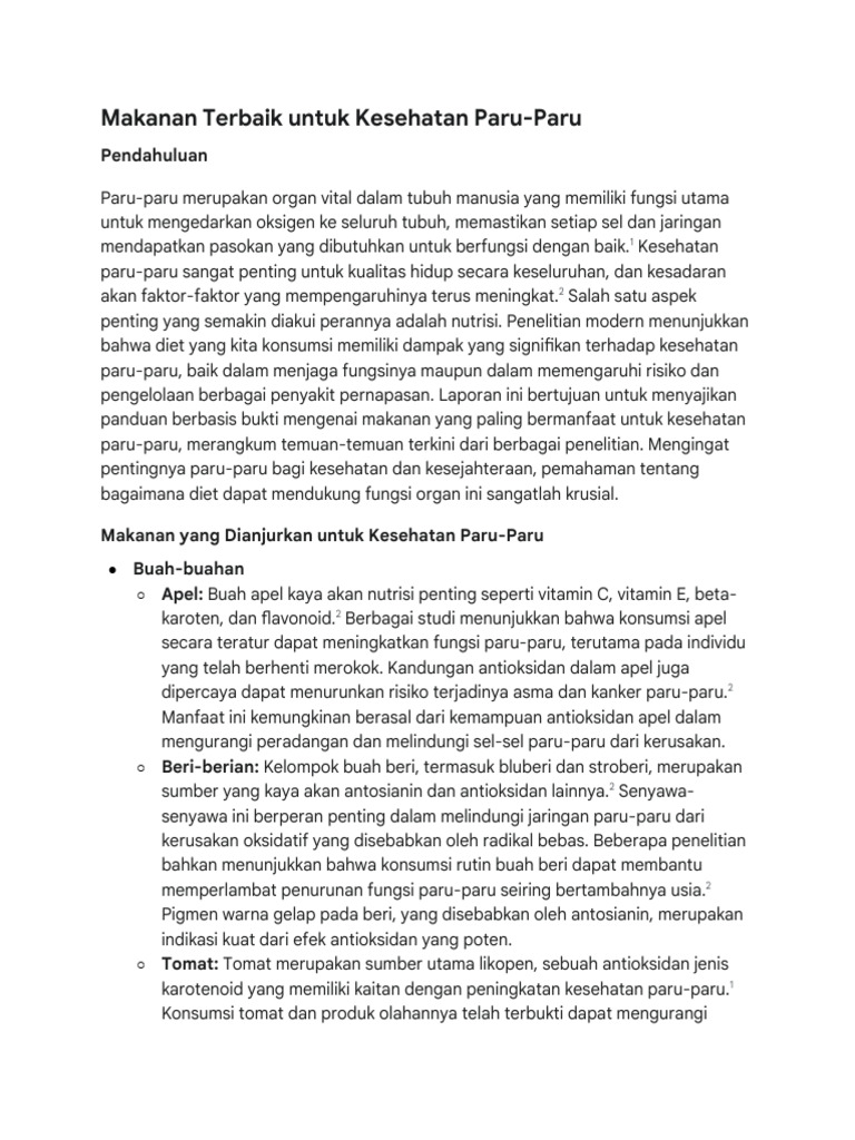 Makanan Sehat untuk Paru-Paru | PDF