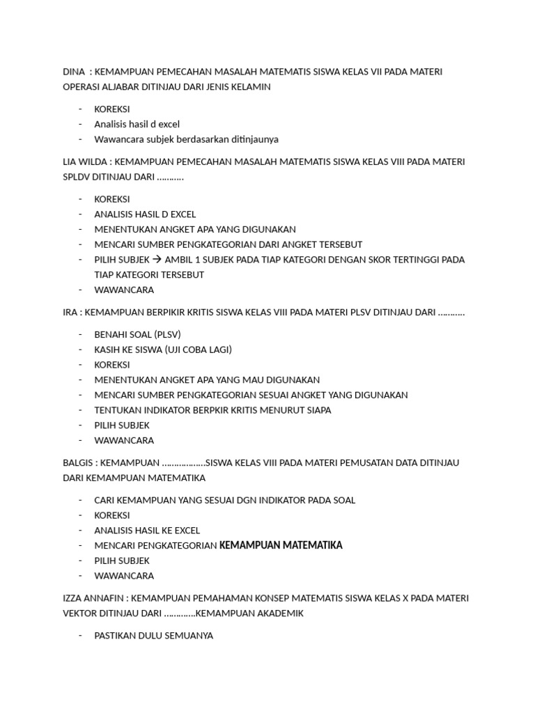 Konsultasi Bahan Laporan Uas Pemb Mat SMP Sma | PDF