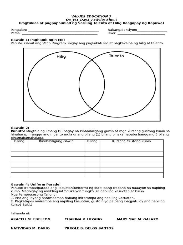 Q3 W1 Day3 Activity-Sheet | PDF