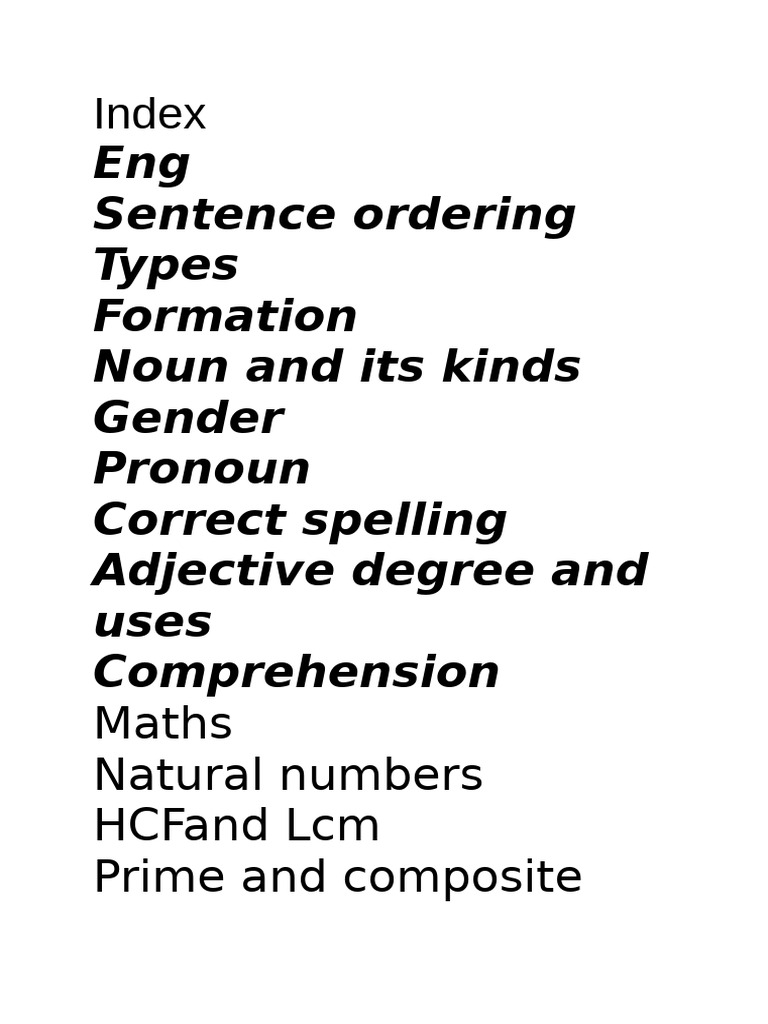 Eng Sentence Ordering Types Formation Noun and Its Kinds Gender Pronoun ...