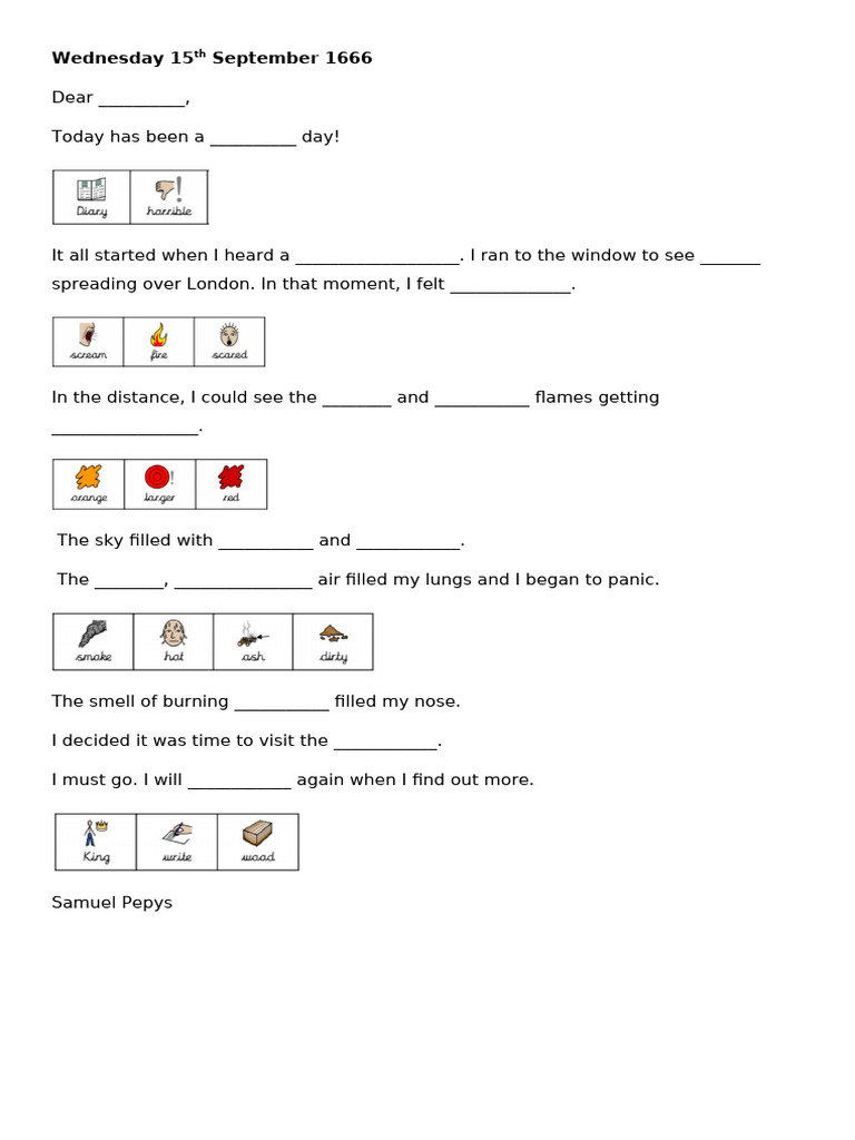 Fire Journal Entry - Vlad and The Great Fire of London | PDF