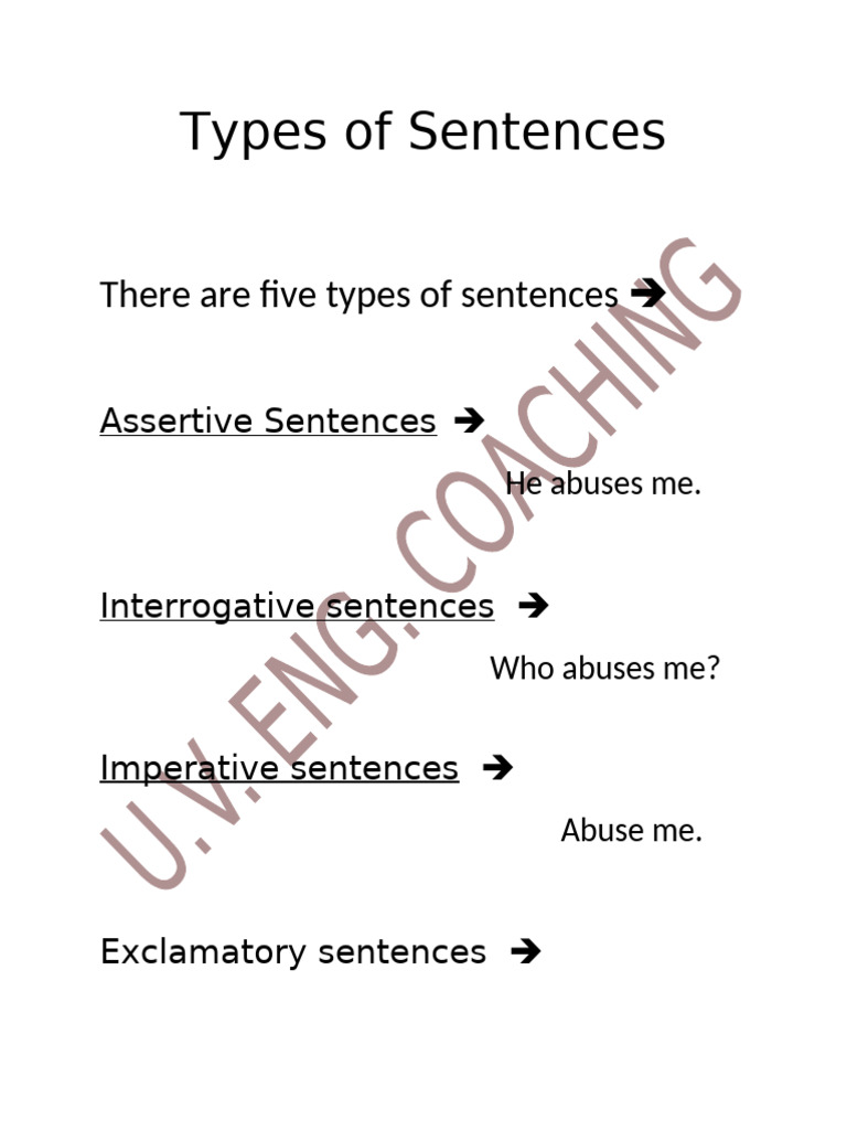 Understanding Five Sentence Types | PDF