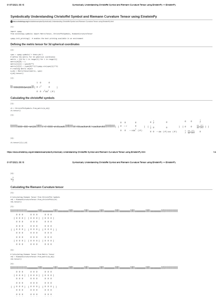 Christoffel Symbols and Riemann Tensor | PDF | Theory Of Relativity ...
