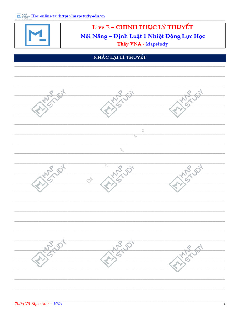 Buoi 7 Chinh Phuc Ly Thuyet Noi Nang Va Dinh Luat I Nhiet Dong Luc Hoc 1741943749374 | PDF