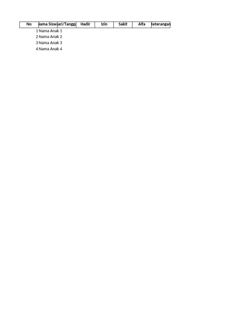 Rekap Absen PKL Format Harian | PDF