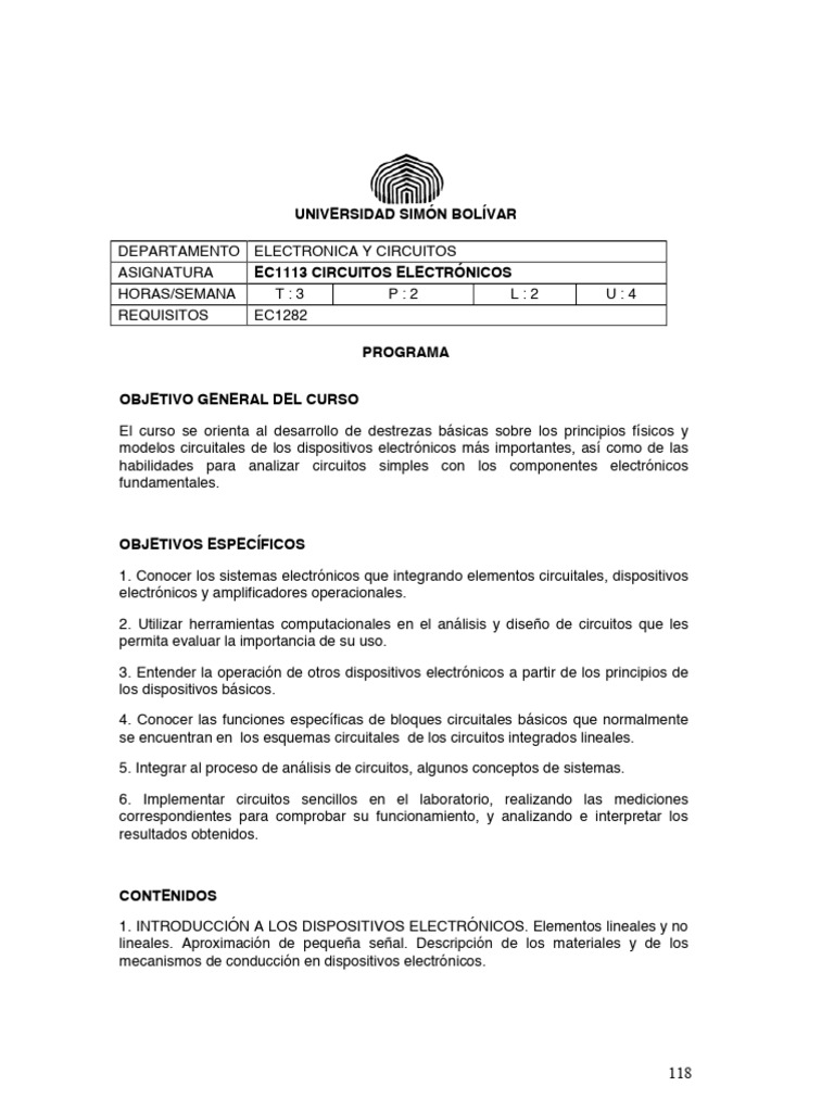 Programa Circuitos Electronicos Ipdf | PDF | Electrónica | Amplificador operacional