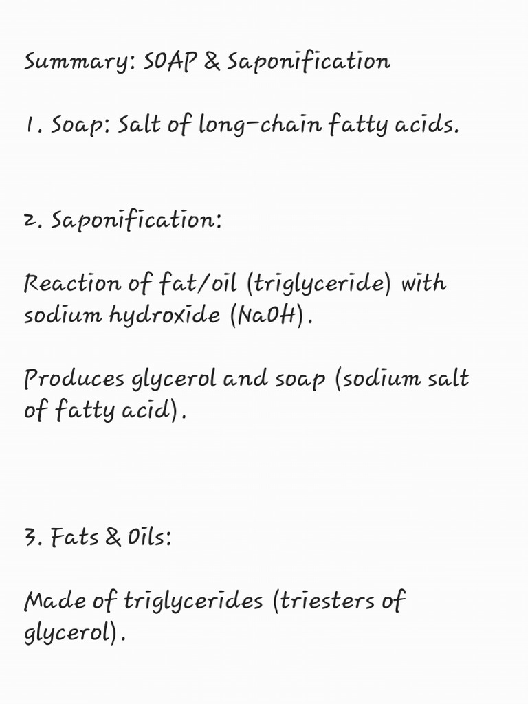 Soap and Saponification Summary | PDF