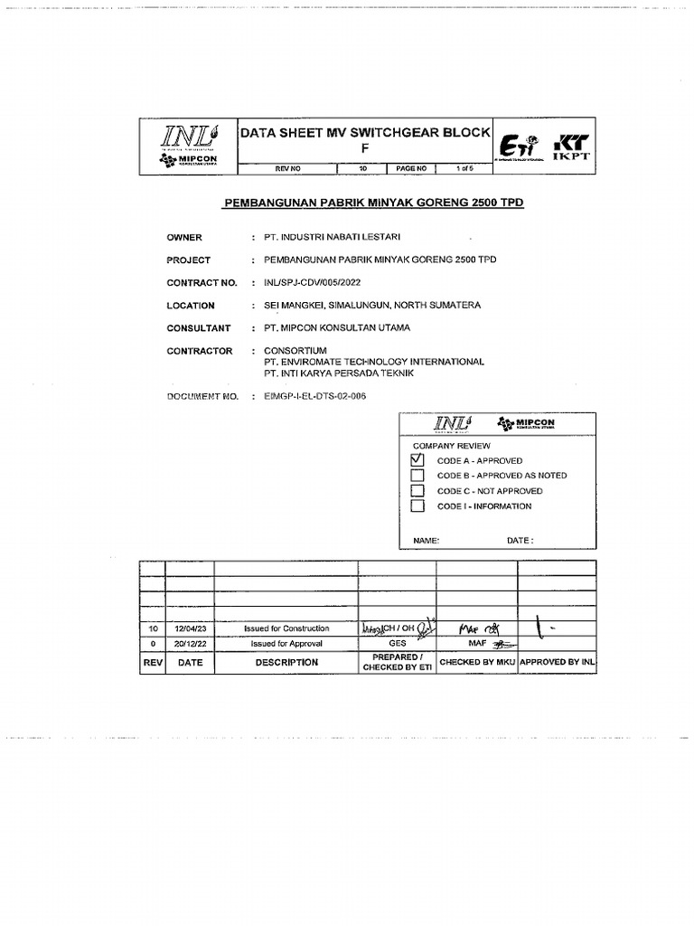 Eimgp-I-El-Dts-02-007 - r10 Datasheet MV Switchgear Block F Final | PDF