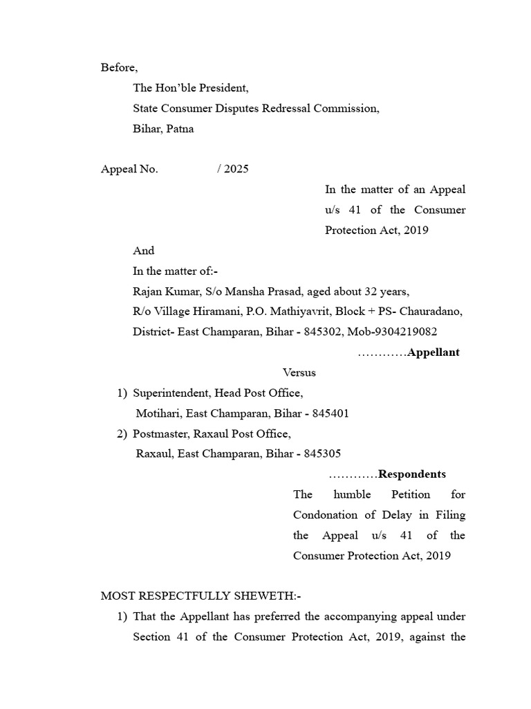 Appeal for Delay Condonation in Bihar | PDF | Appeal | Justice