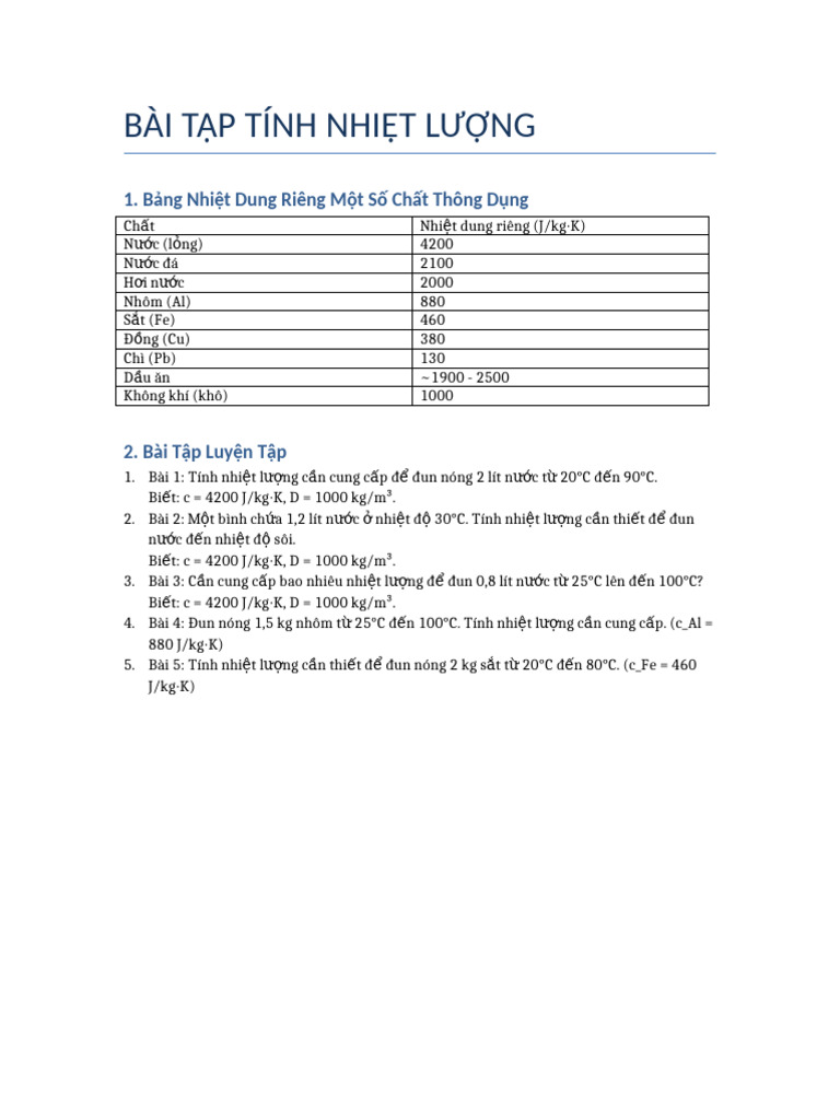 Bai Tap Nhiet Luong | PDF