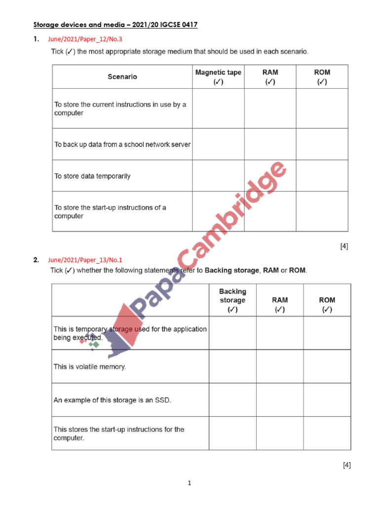 2021 20 Storage Devices and Media IGCSE 0417 | PDF