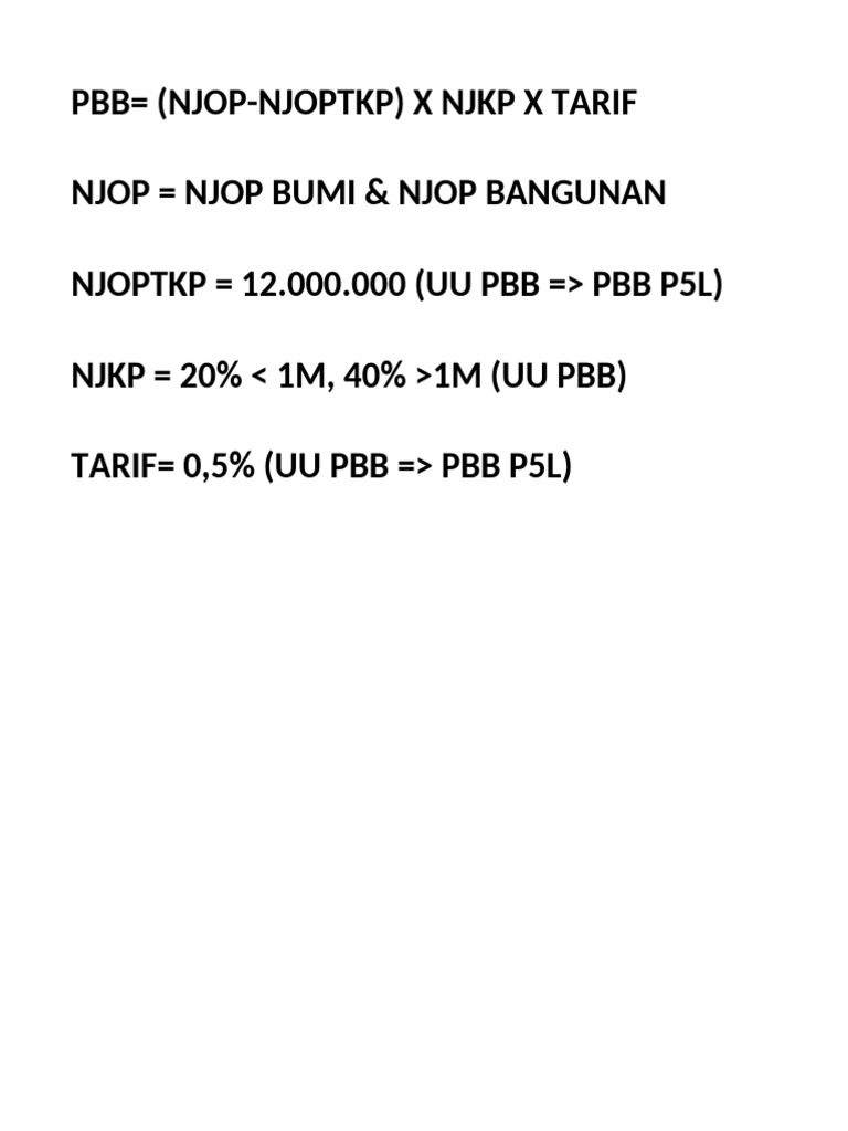 Perhitungan PBB Berdasarkan NJOP | PDF