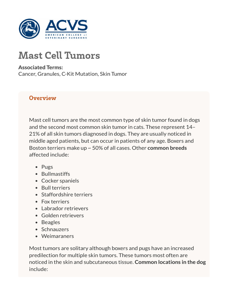 Mast Cell Tumors: Associated Terms | PDF | Cancer | Neoplasms