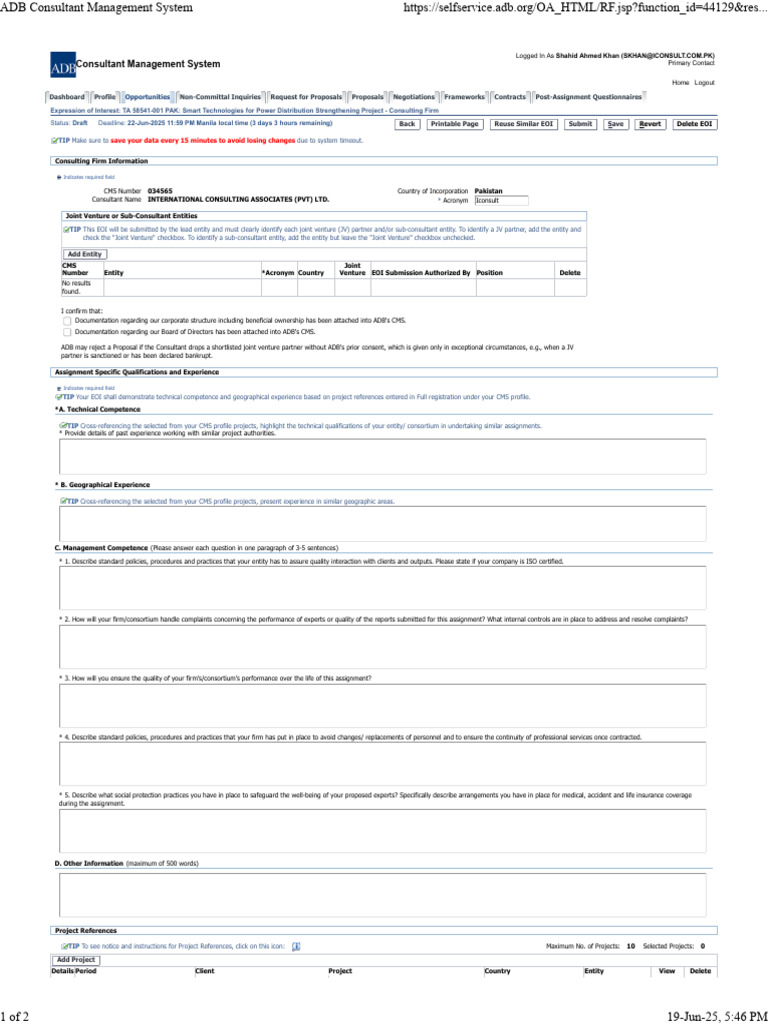 ADB Consultant Management System - Smart Technology Contract | PDF ...